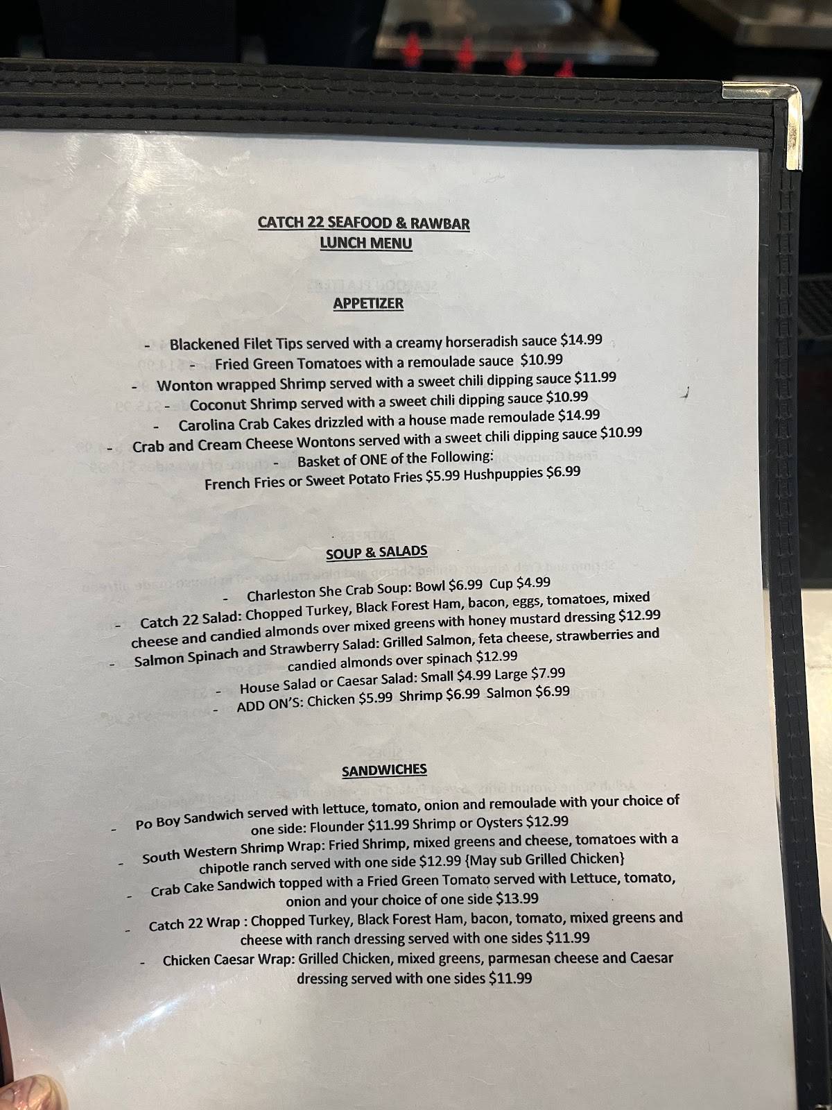 Menu at Catch 22 pub & bar, Chapin