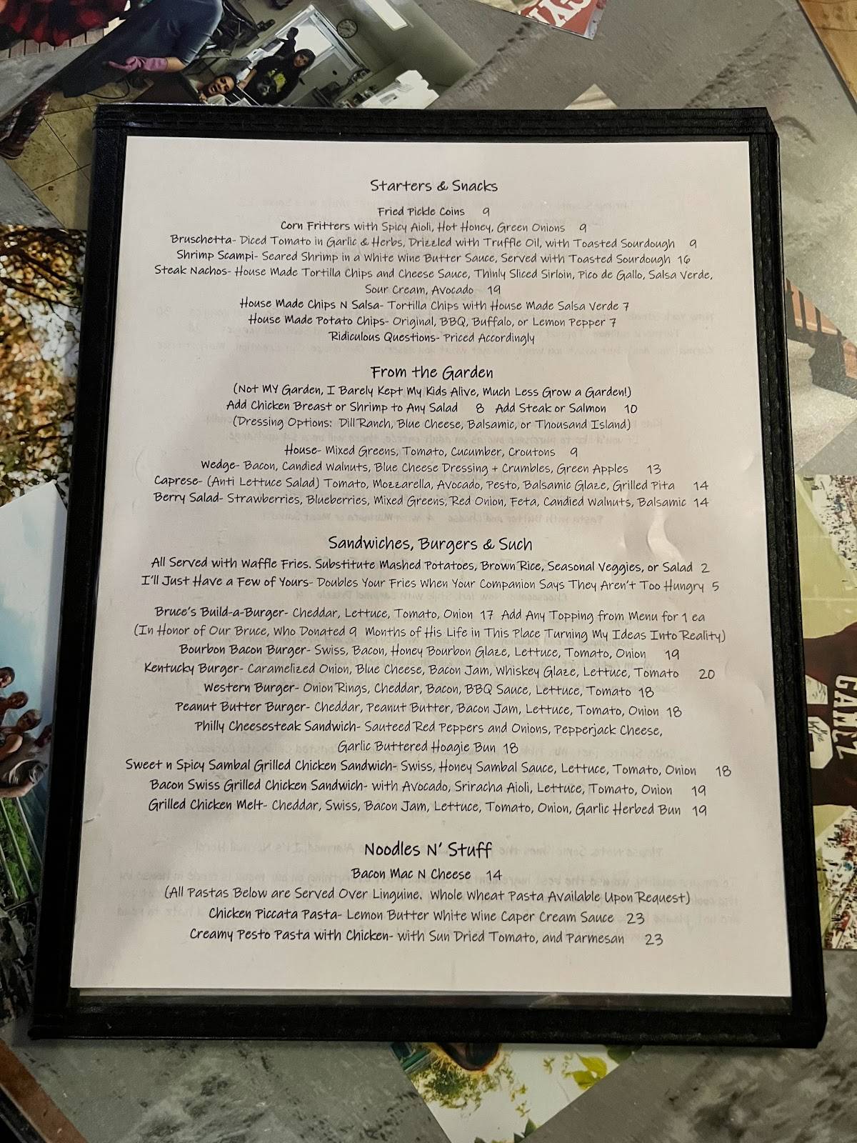 Menu at Chapter 2 restaurant, Tracy