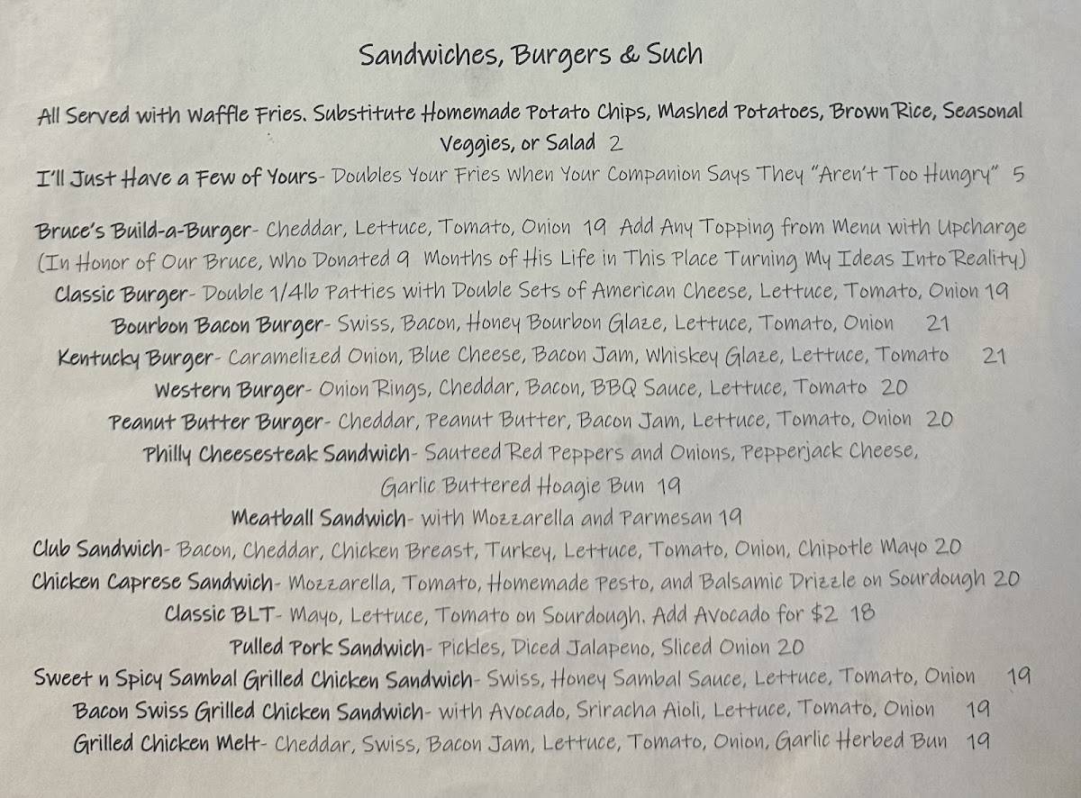 Menu at Chapter 2 restaurant, Tracy