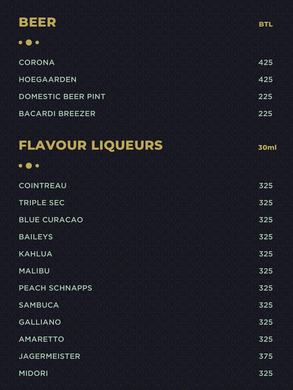 Menu at Chapter Twelve, Faridabad