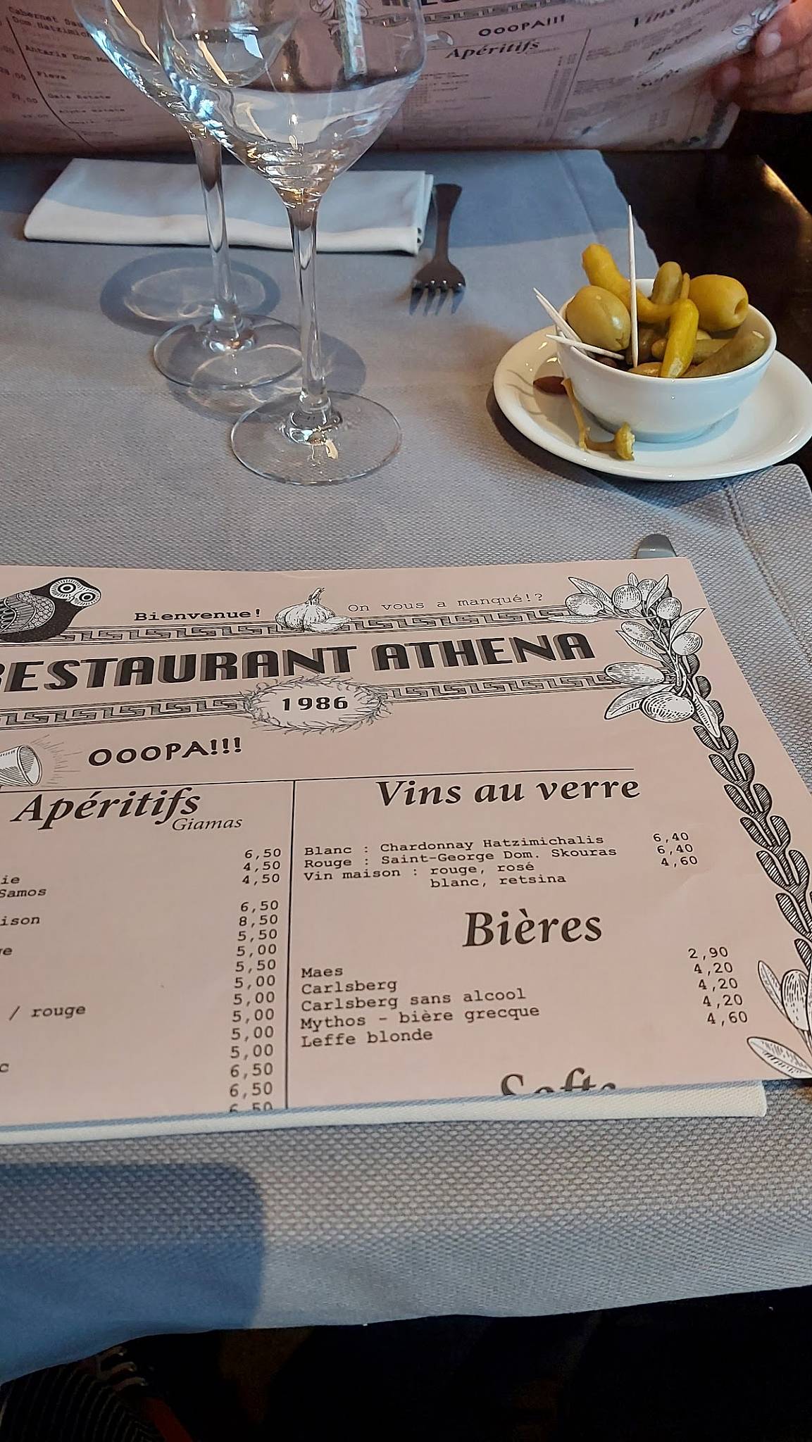 Menu au Athena, Charleroi