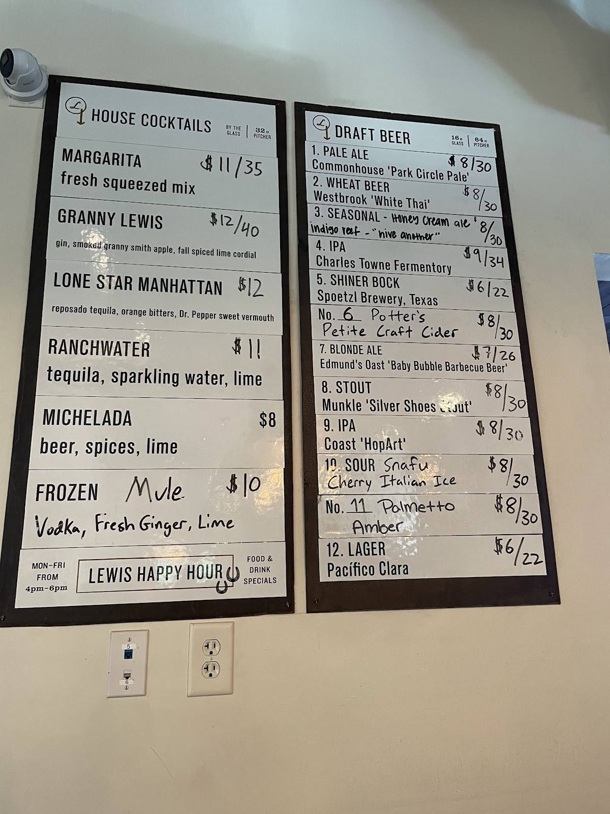 Menu at Lewis Barbecue Charleston, Charleston