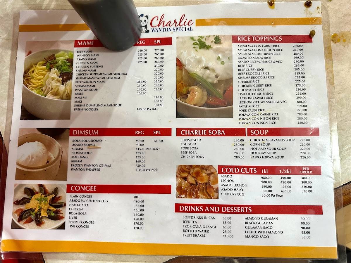 Menu at Charlie Wanton Special restaurant, Mandaluyong