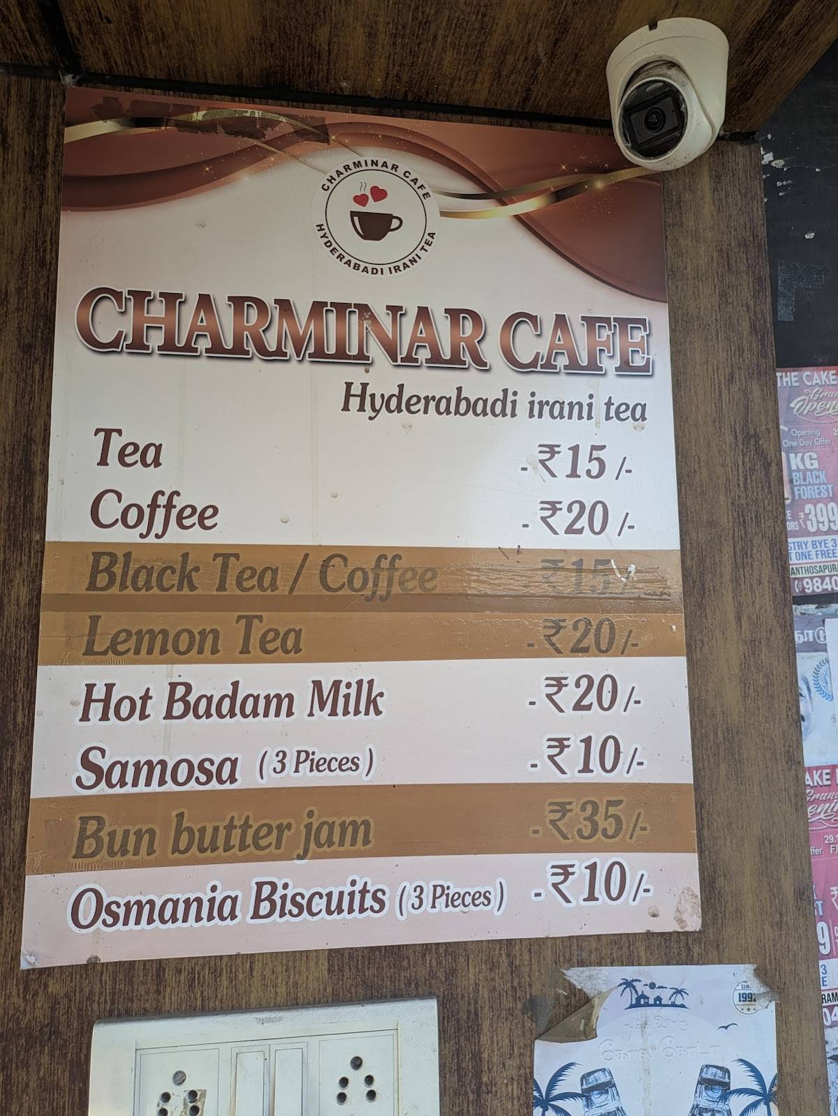 Menu at Charminar Cafe Hyderabadi Irani Tea, Chennai