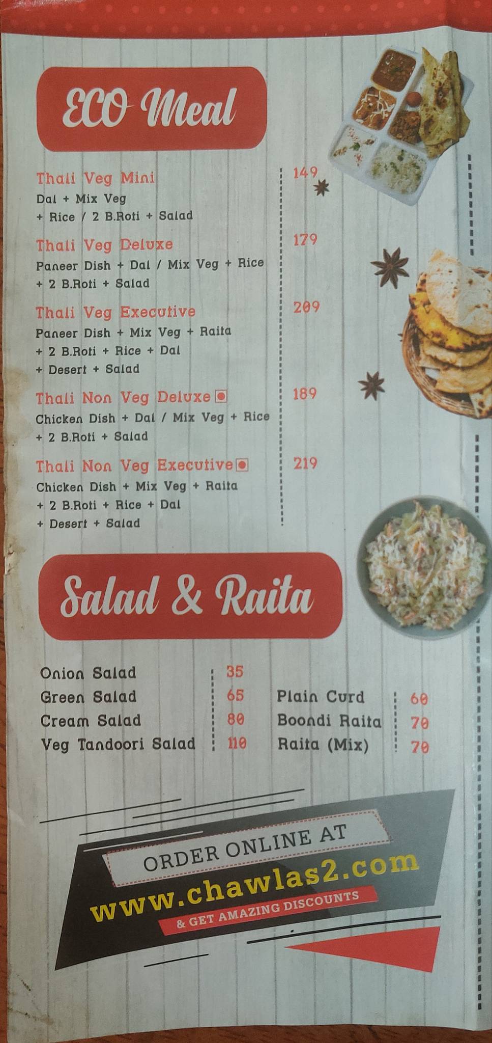 Menu at Chawla's 2 since 1960, Mandi