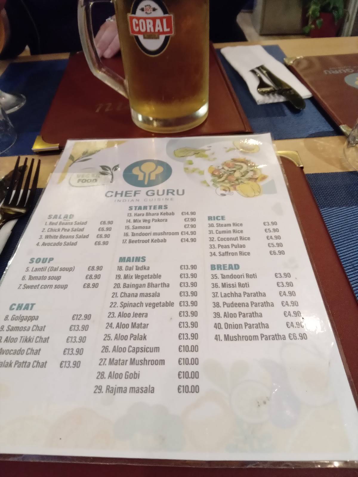 Menu em Chef Guru Indian Restaurant, Funchal