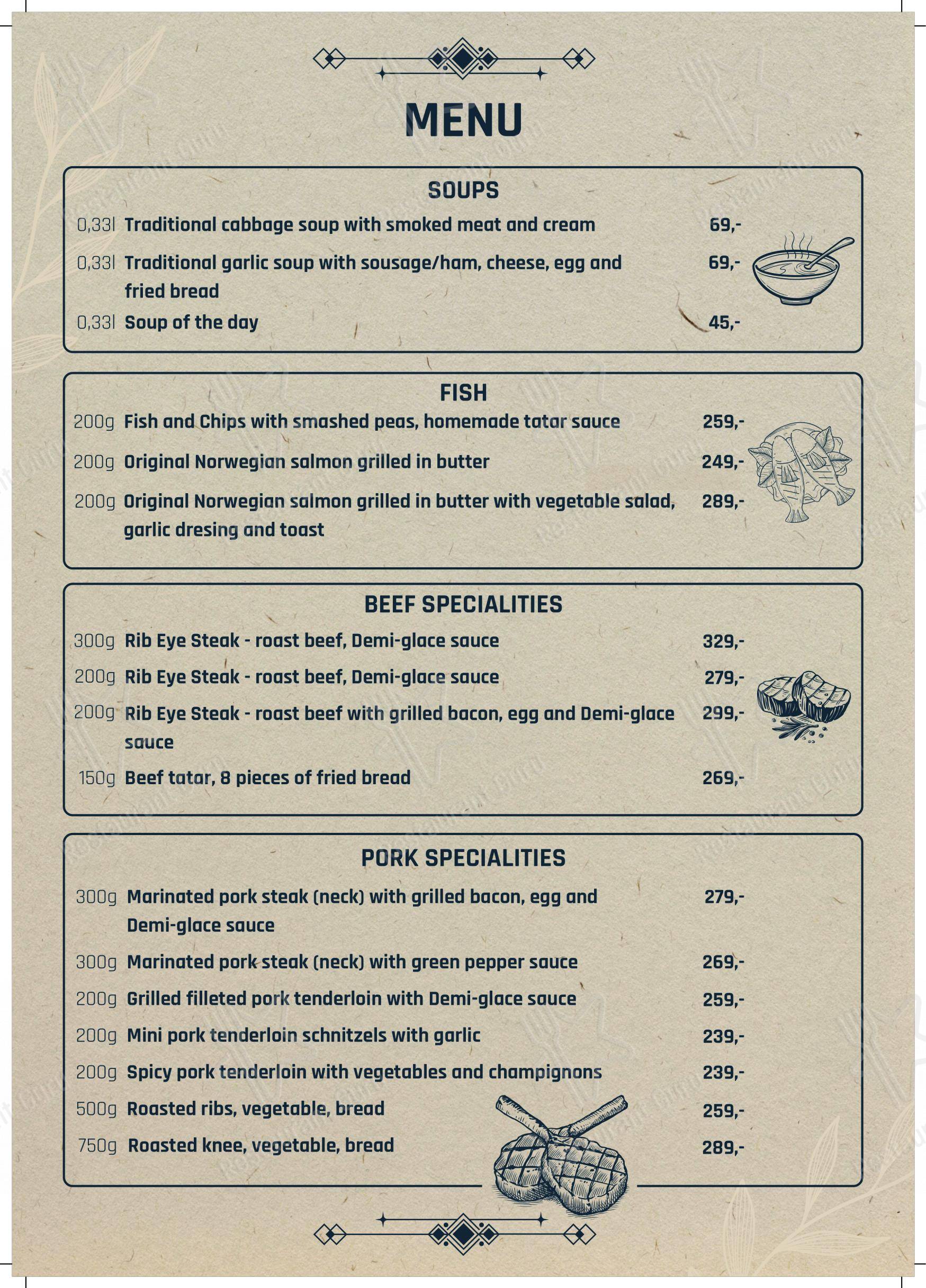 Menu at Chelsea Pub, Zlin