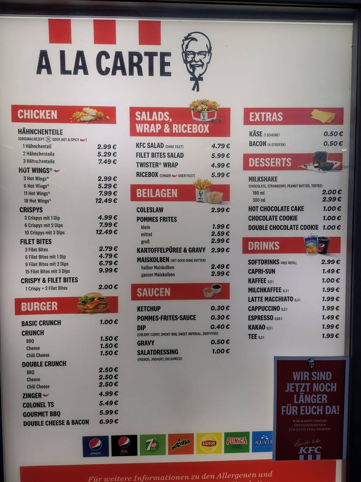 Carta de comida rápida Kentucky Fried Chicken, Chemnitz, Haydnstraße 4