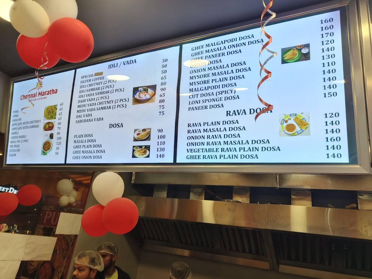 Menu at Chennai Maratha, Ambala