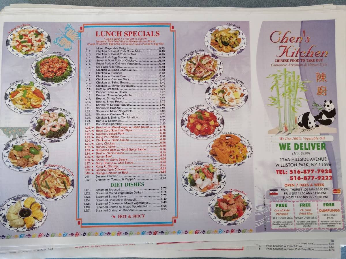 Menu at Chen's Kitchen restaurant, Williston Park