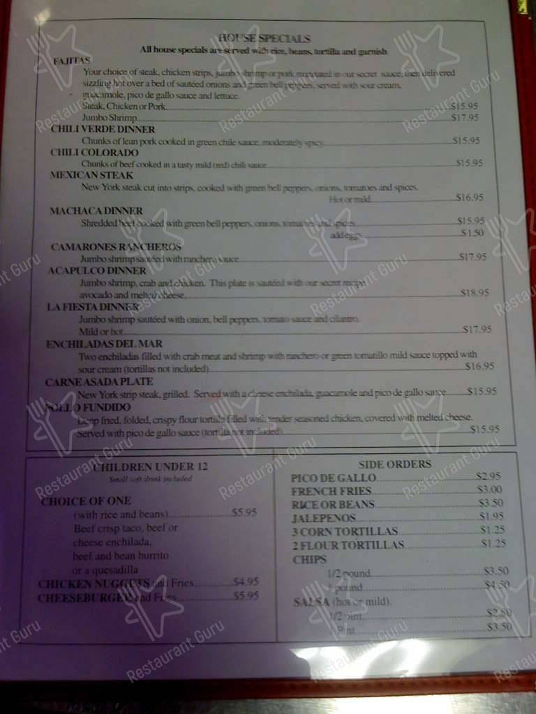 Menu at Chepo's Mexican Restaurant - Eagle River, Anchorage