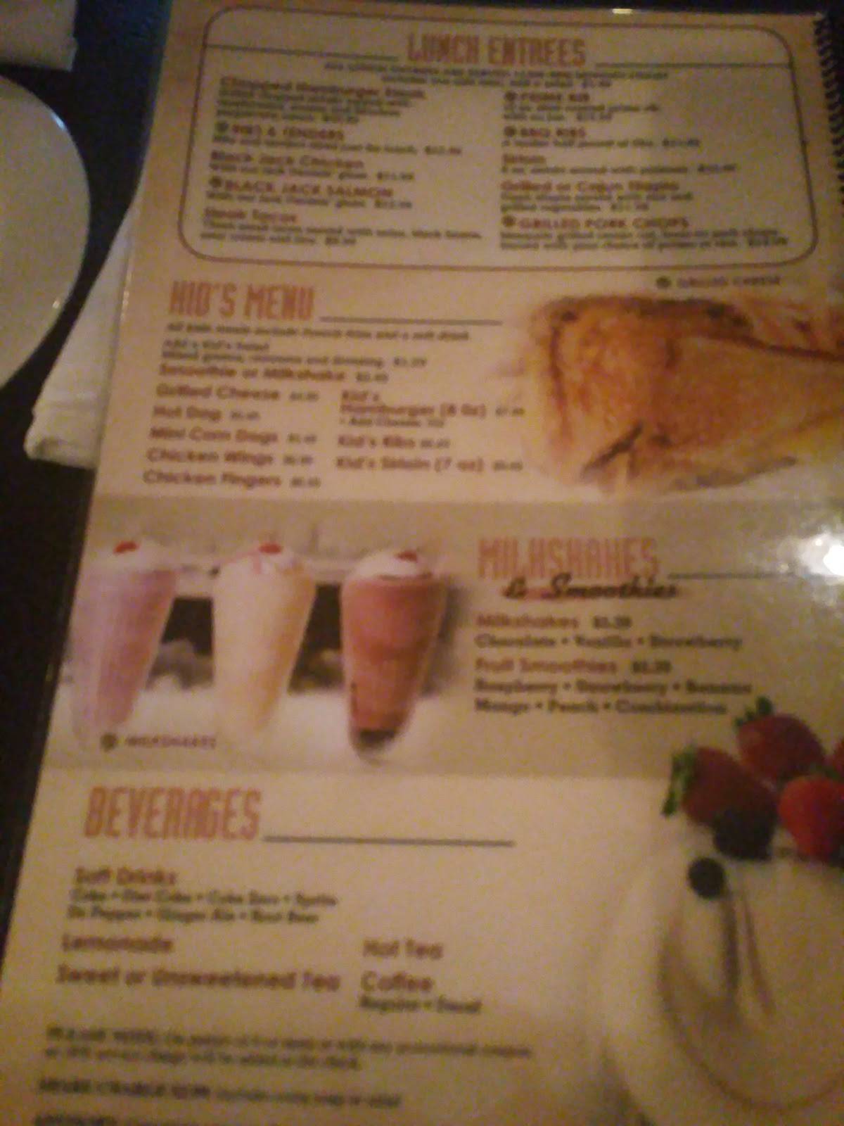 Menu at Cherokee Chophouse steakhouse, Marietta