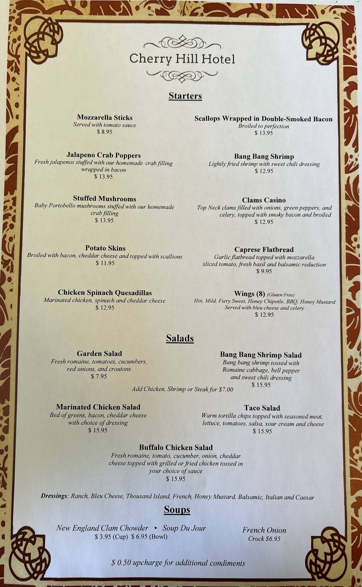 Menu at Cherry Hill Hotel pub & bar, Nazareth