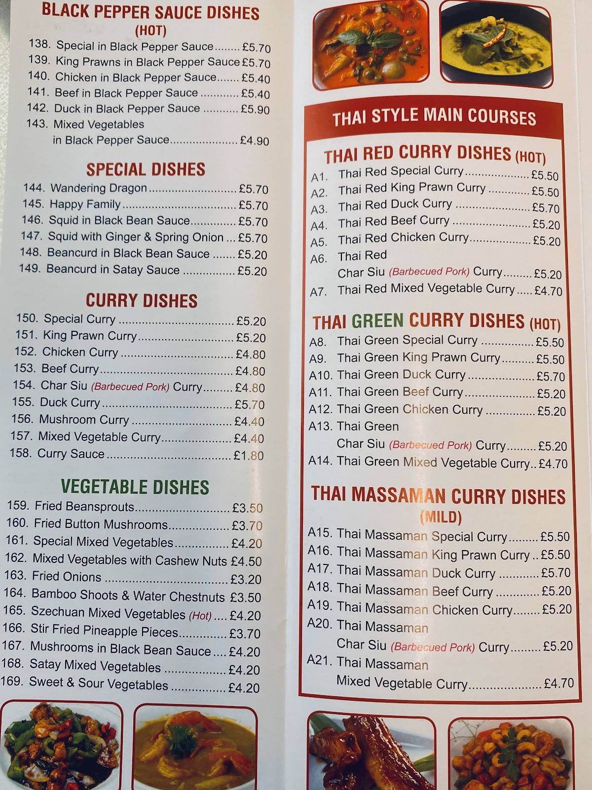 Menu at Chopsticks restaurant, Chesterfield