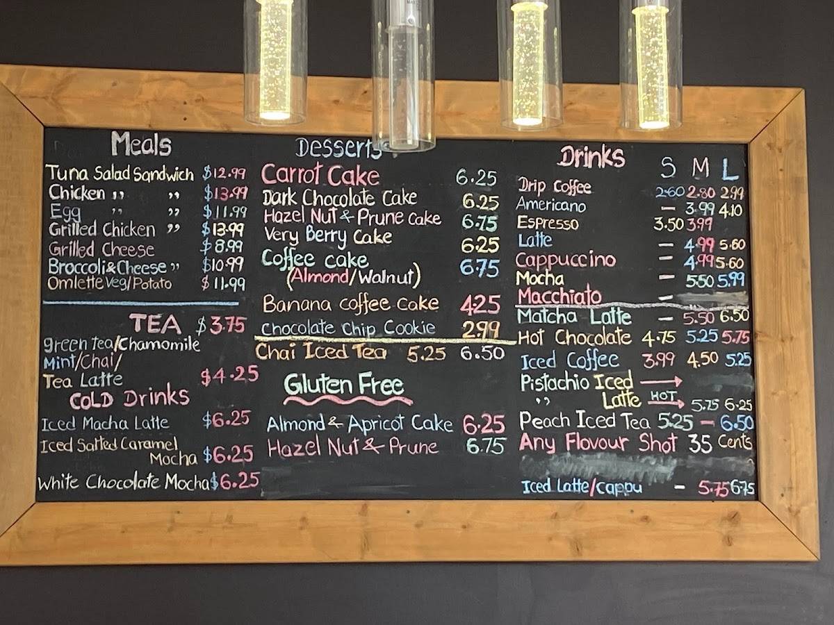 Menu at Chestnut’s Cafe, Oakville