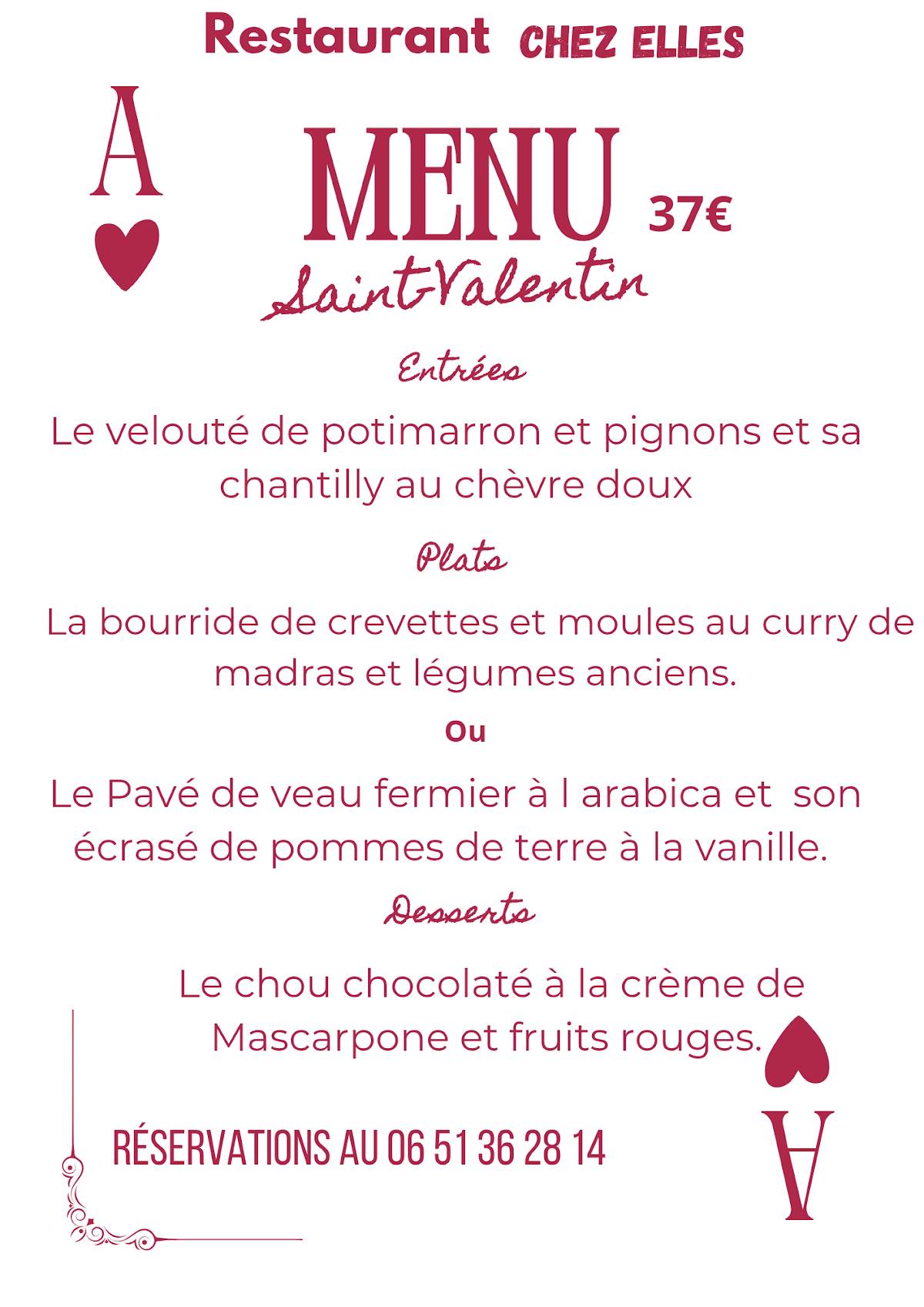 Menu au Chez Elles restaurant, L'Isle-sur-la-Sorgue