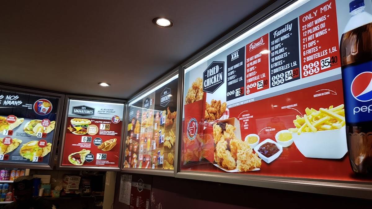 Menu au Chicken Minute officiel fast food, Trappes