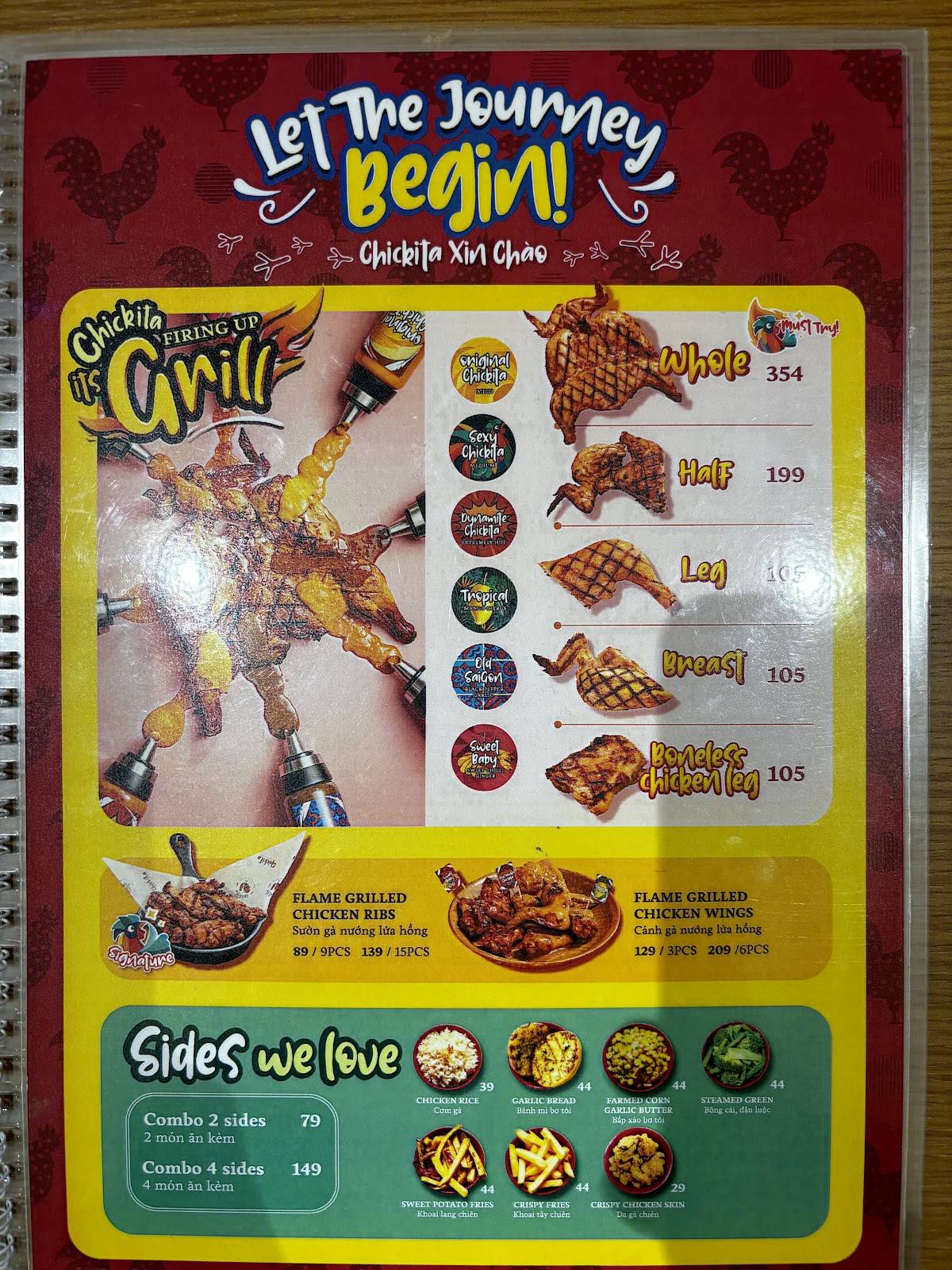 Menu at Chickita Lotte Mall West Lake restaurant, Hanoi