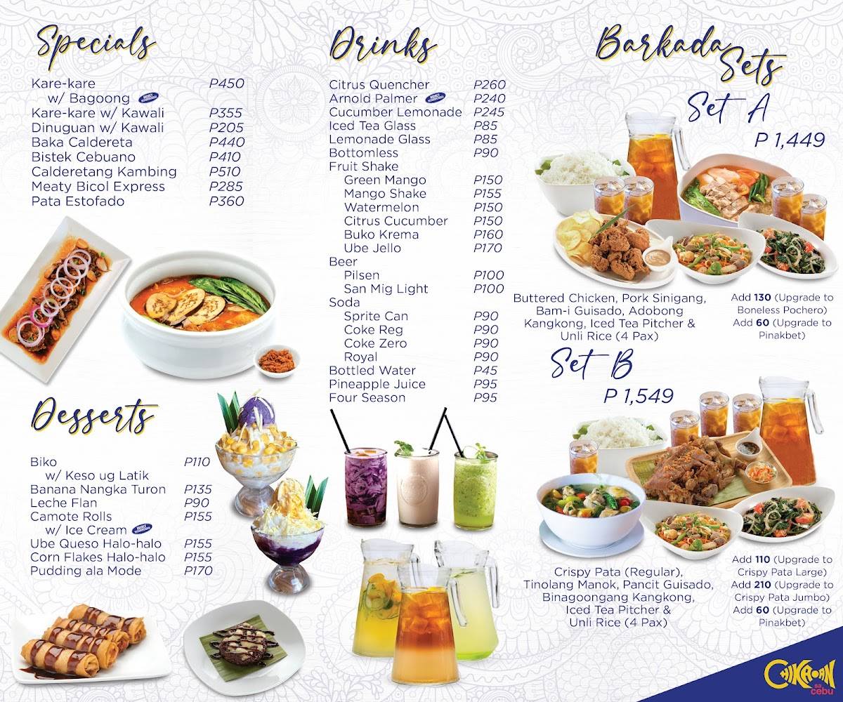 Menu at Chika-an Sa Cebu restaurant, Cebu City, 42 Salinas Dr