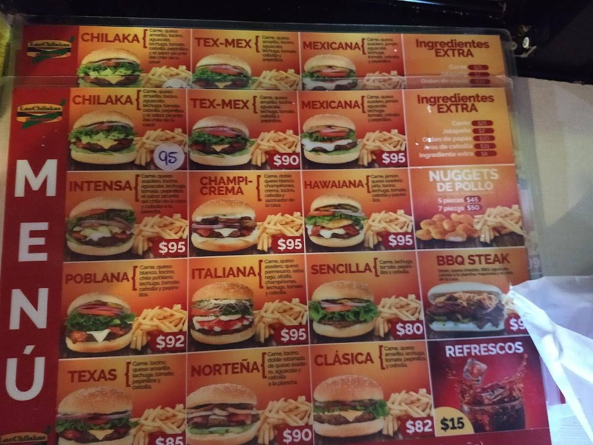 Carta de comida rápida Chilakas Burger, Ciudad Acuña