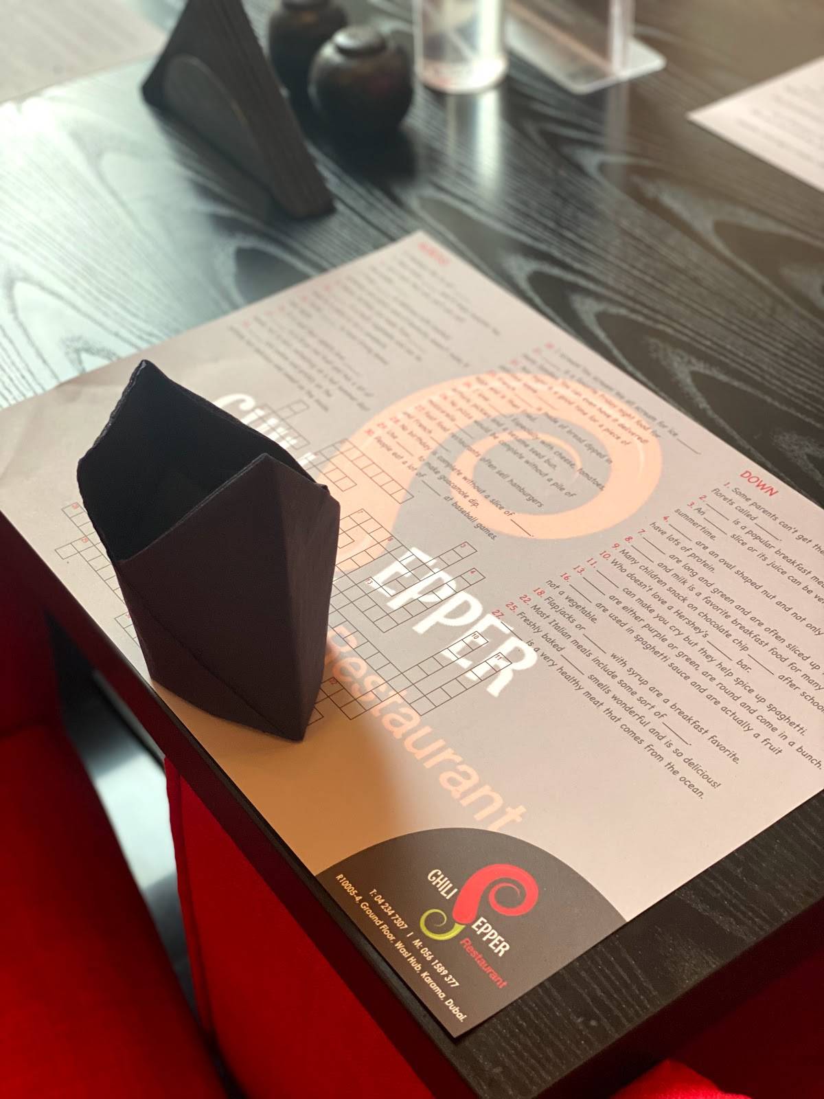 Carta de Chili Pepper Restaurant, Dubai