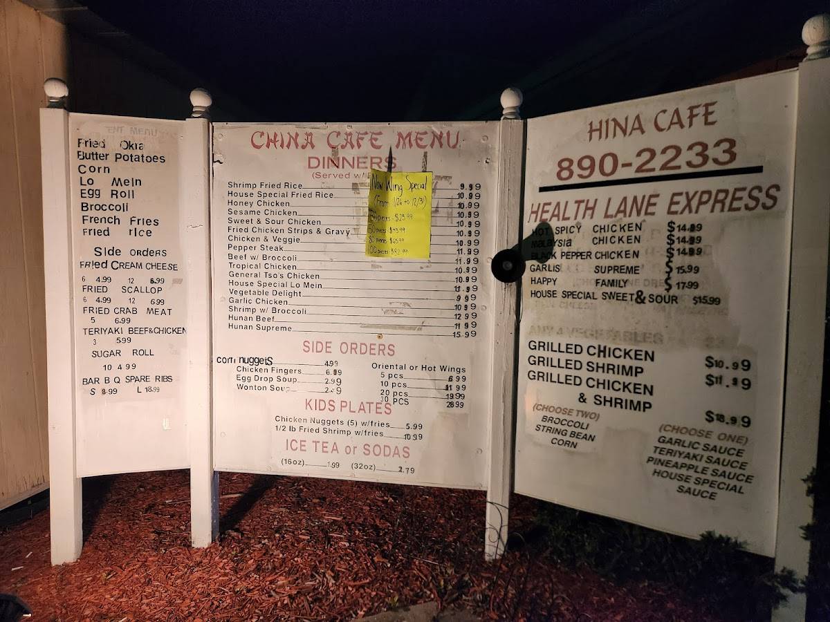 Menu at China Cafe, Moultrie