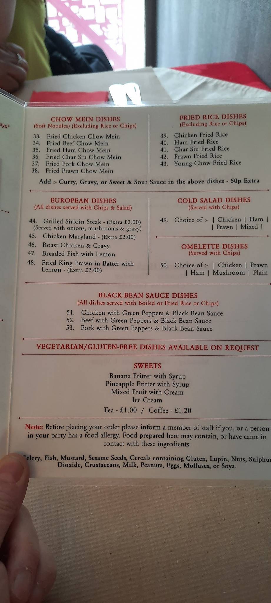 Menu at China Garden Restaurant, Greenock