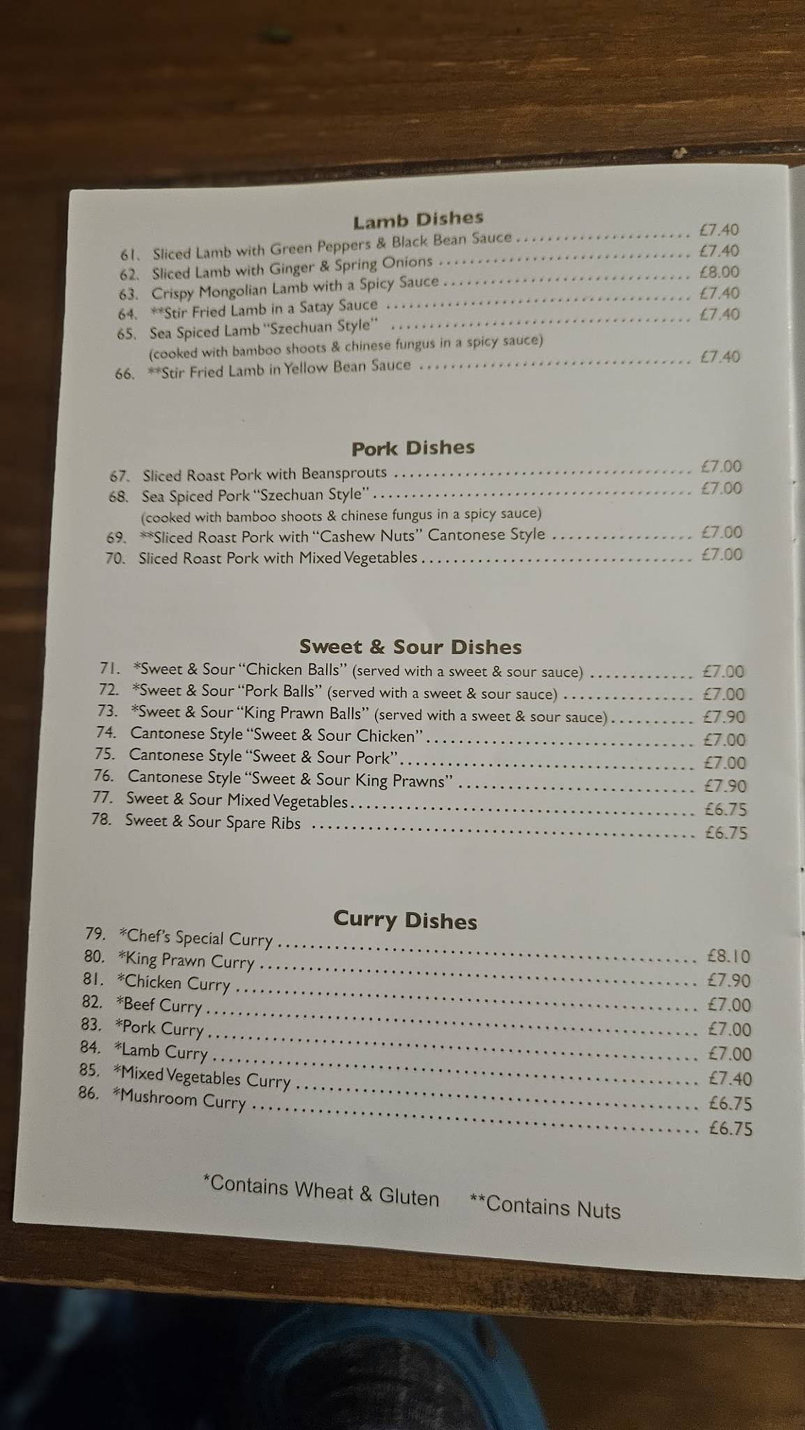 Menu at Chinese Whispers restaurant, Wimborne Minster