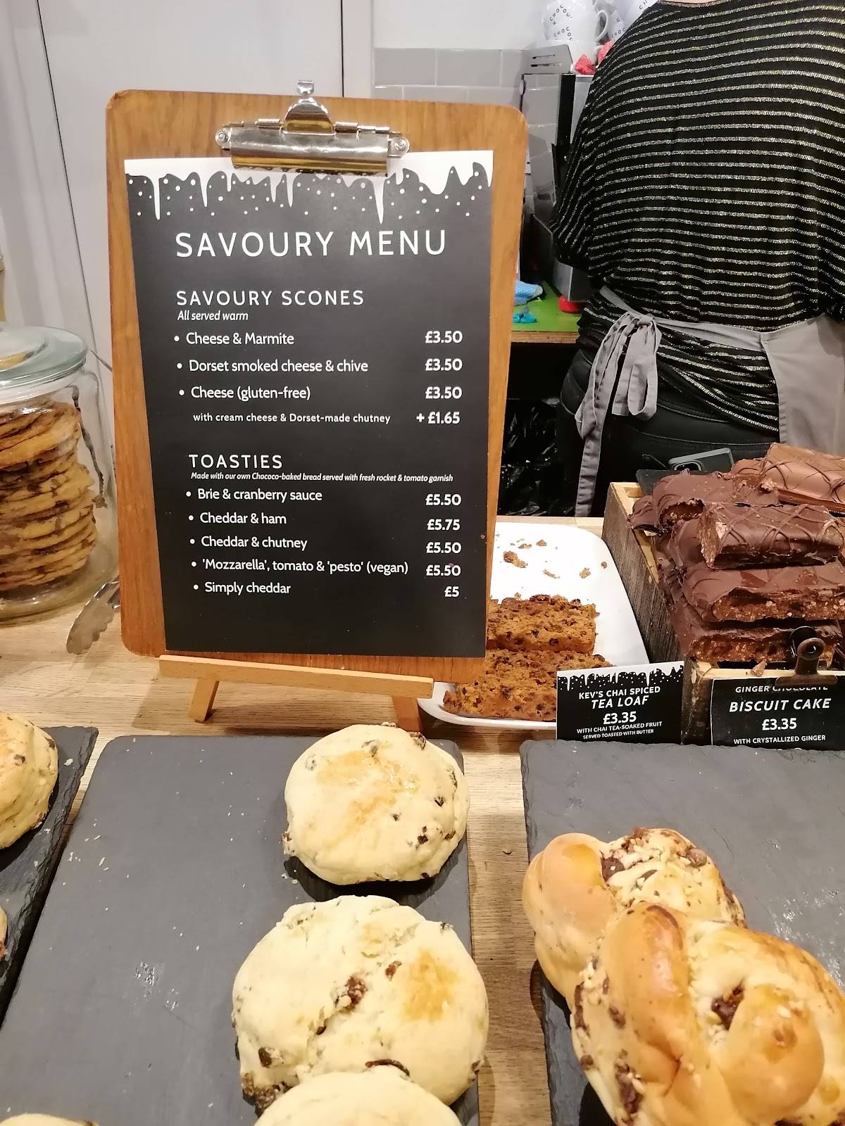 Menu at Chococo cafe, Winchester