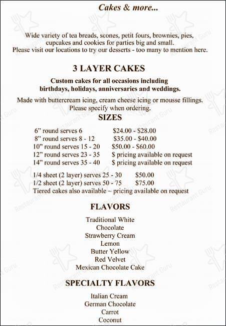 Menu at Chocolate Angel Cafe & Tea Room, Plano