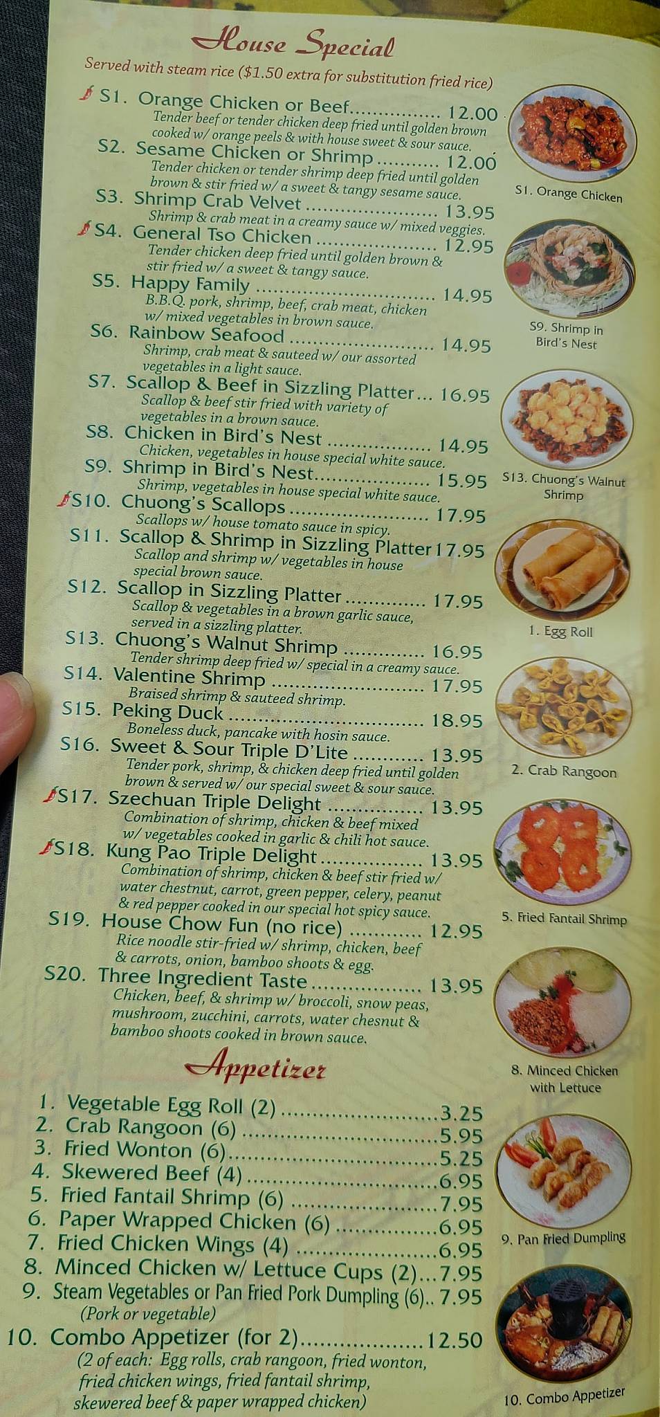 Menu at Chuong Garden restaurant, Grinnell