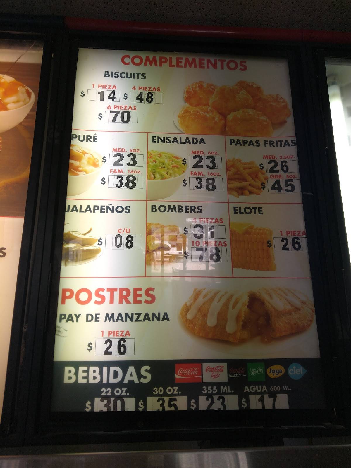 Carta del restaurante Church's Texas Chicken, Ciudad Valles