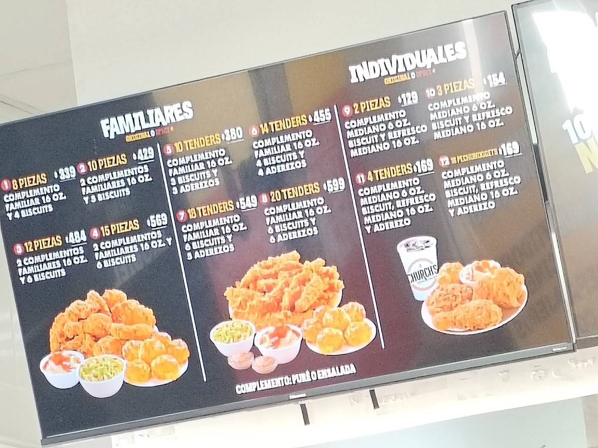 Carta del restaurante Church's Texas Chicken, Ramos Arizpe