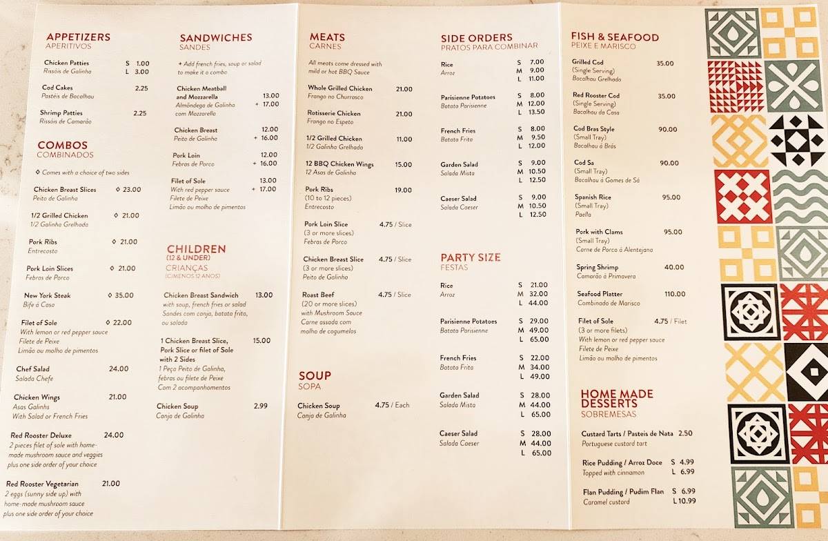 Menu au Churrasqueira Red Rooster Portuguese BBQ- bathurst, Vaughan ...