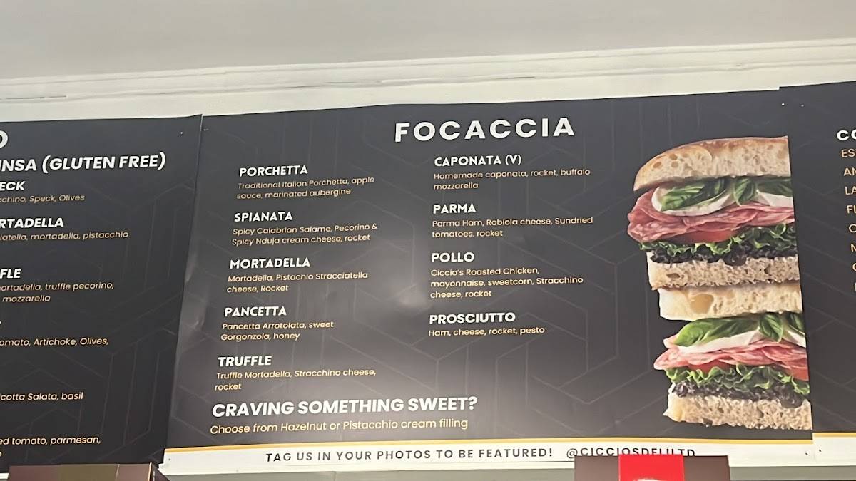 Menu at Ciccio's Cafe, West Byfleet