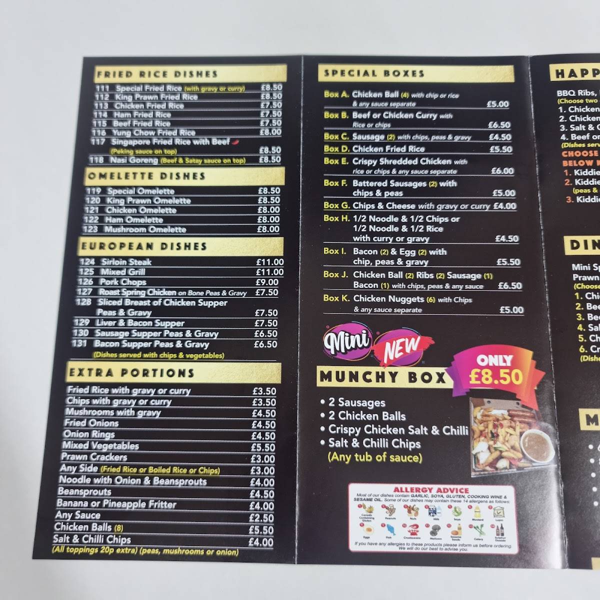 Menu at Circle K Chinese Takeaway restaurant, Larne