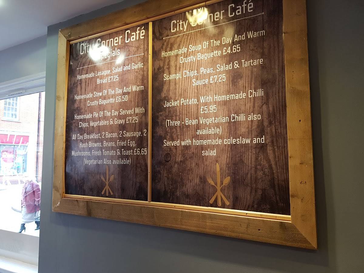 Menu at City Corner Cafe, Lichfield