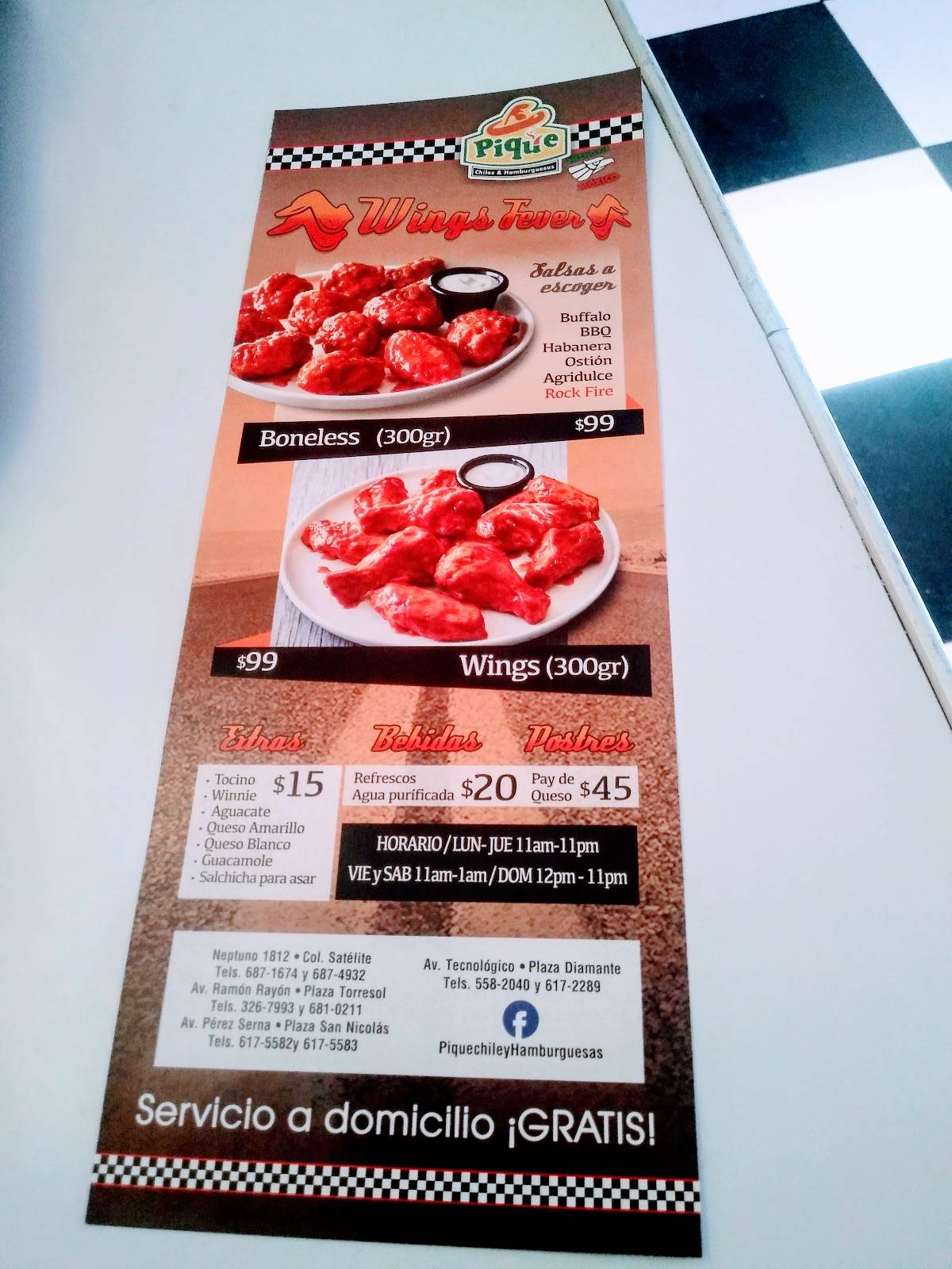 Carta del restaurante Piqué Chiles y Hamburguesas, Ciudad Juarez, Calle ...