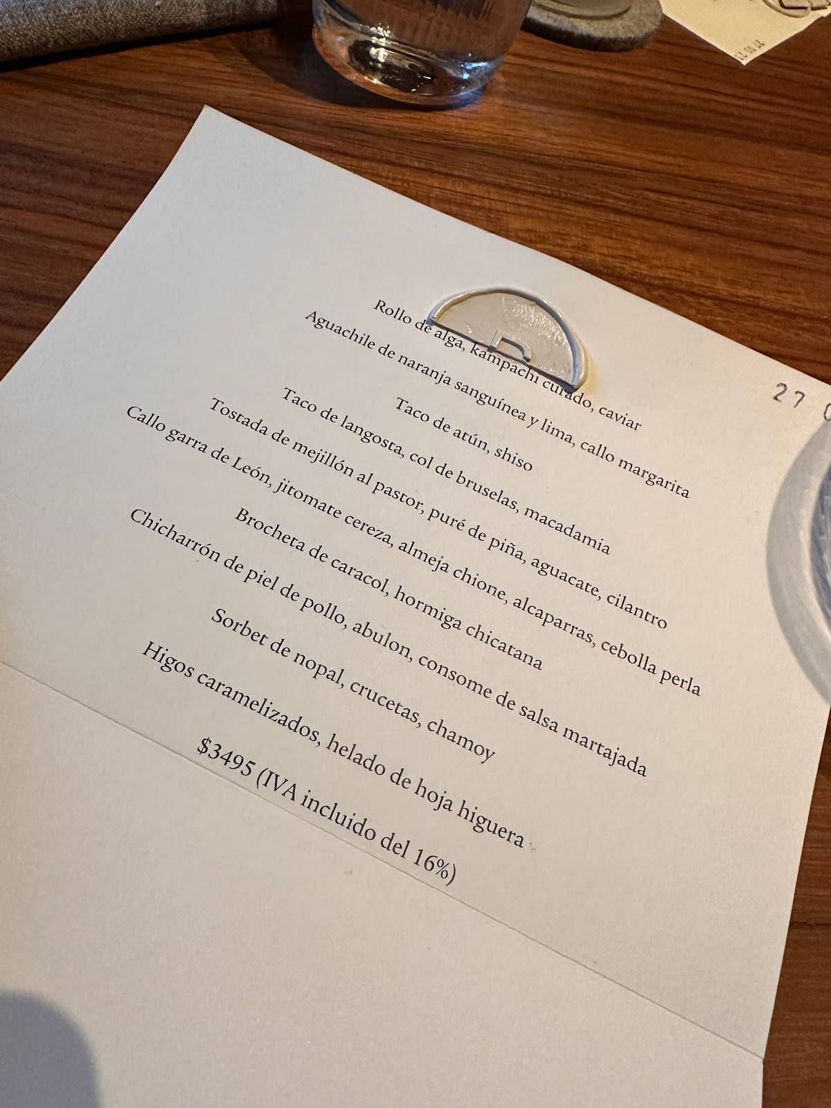 Carta del restaurante Pujol - Tasting Menu, Ciudad López Mateos ...