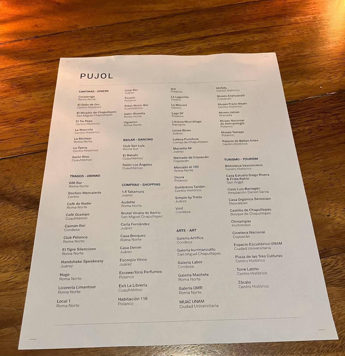 Carta del restaurante Pujol - Tasting Menu, Ciudad López Mateos ...