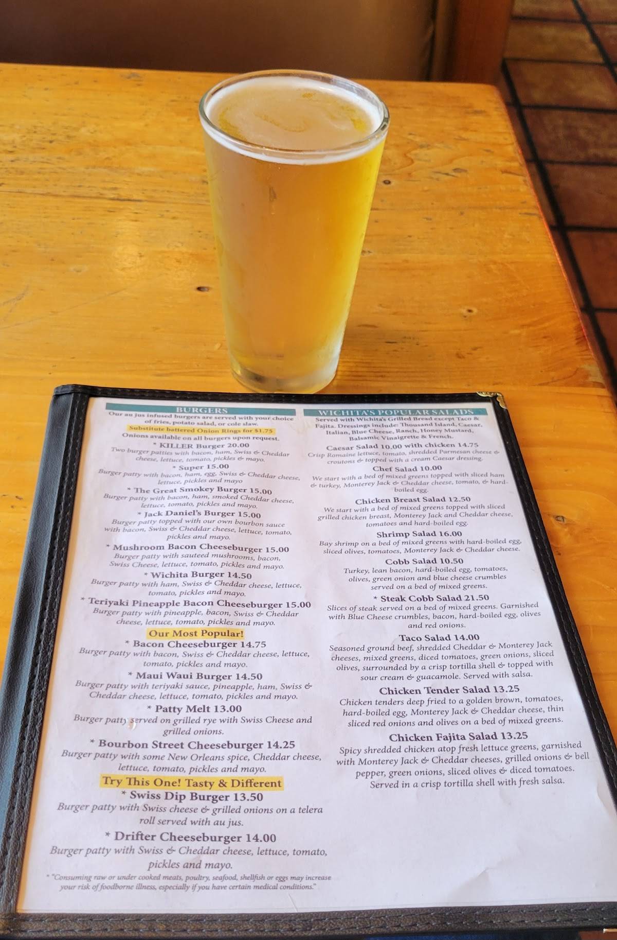 Menu at Wichita Pub, Clackamas