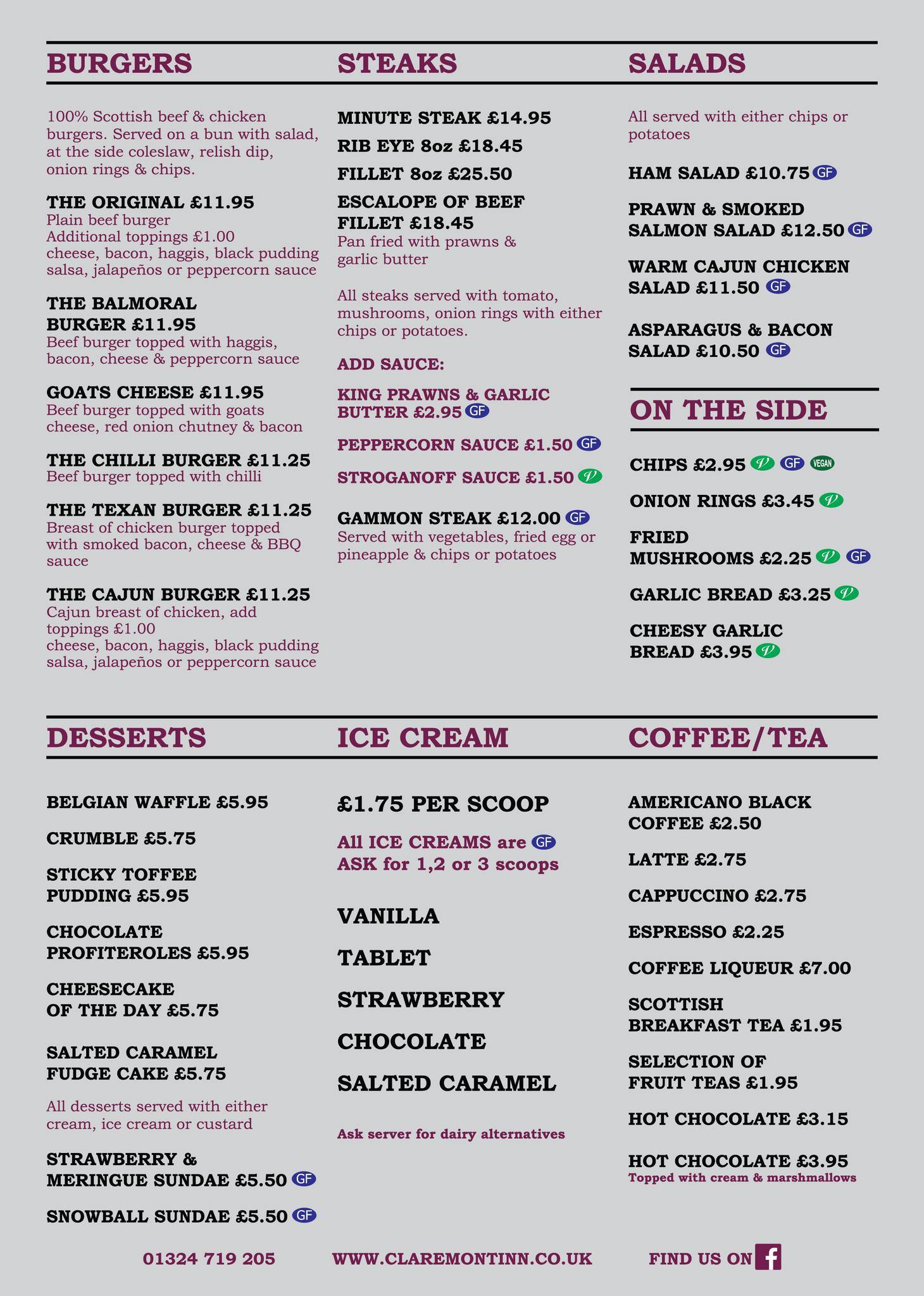 Menu at Claremont Inn pub & bar, Polmont