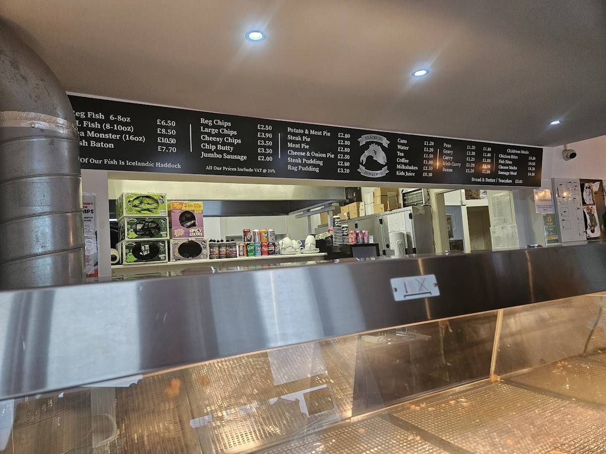 Menu at Clayton Street Chippy (Clacky D's) restaurant, Blackburn