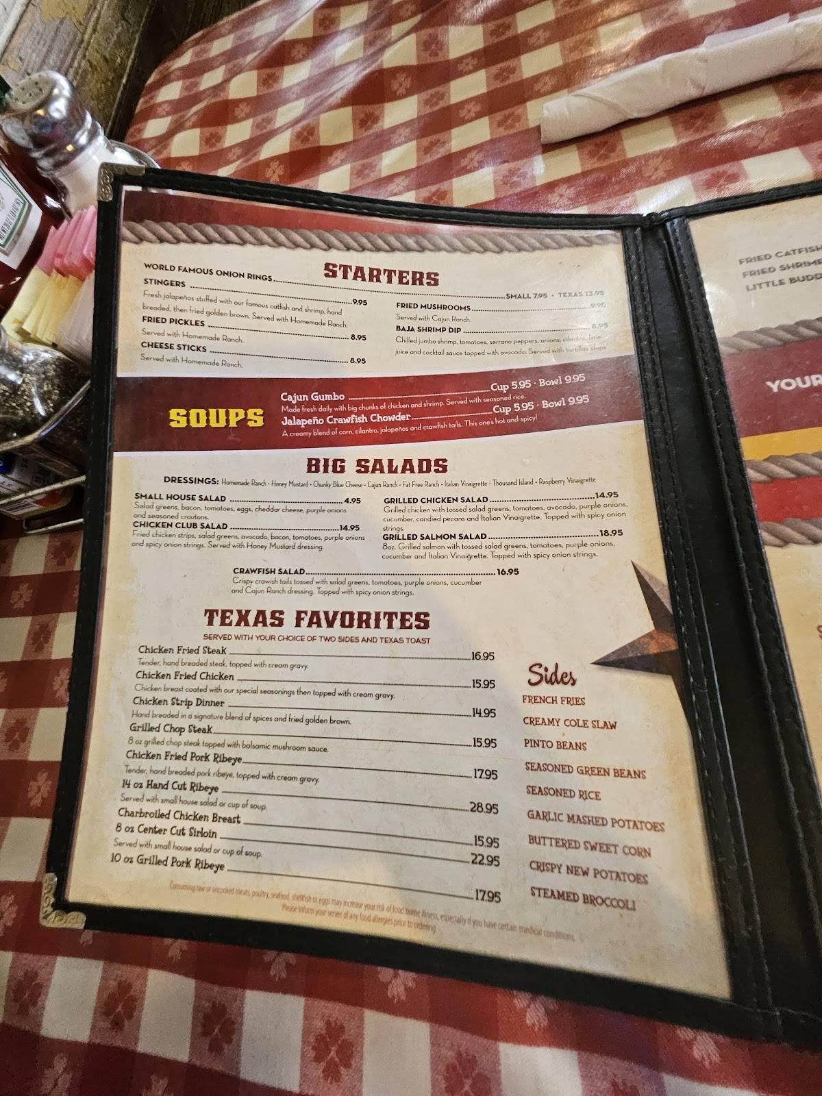 Menu at Clear Springs Restaurant, Midland