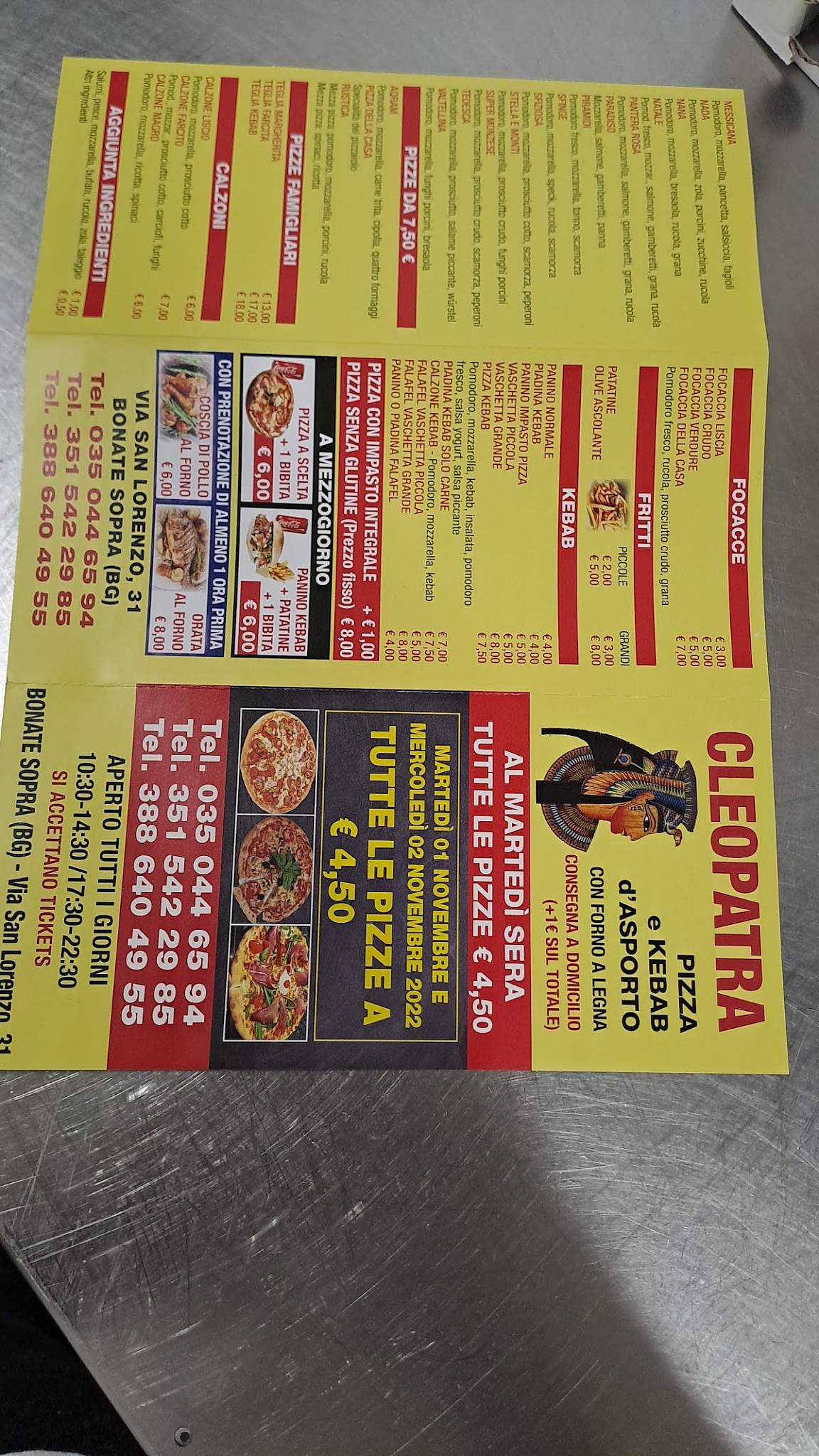 Menu da Cleopatra pizzeria, Bonate Sopra