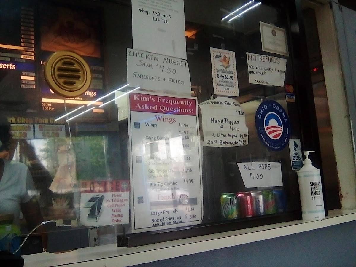 Menu at Kim's Wings restaurant, Cleveland, St Clair Ave.