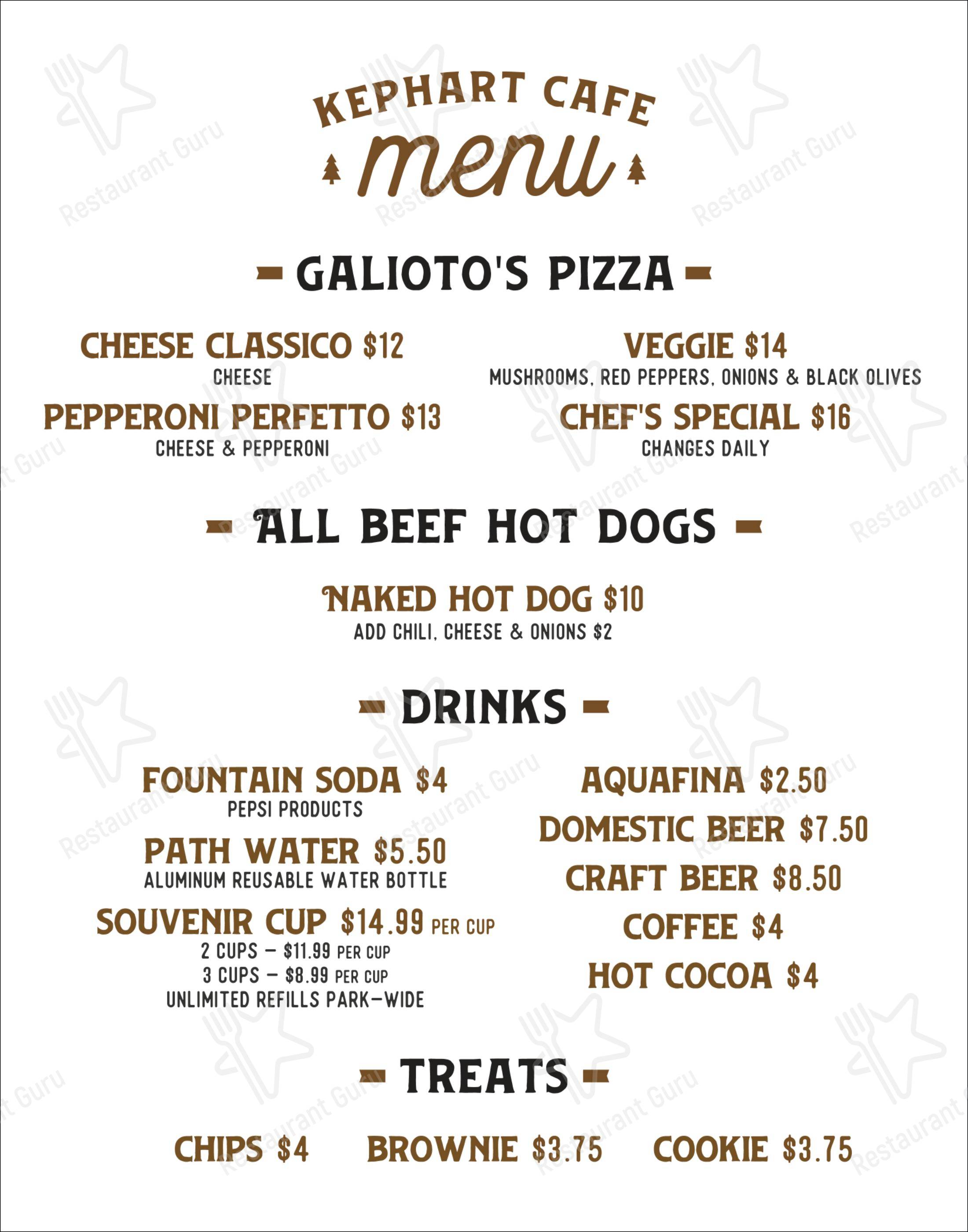 Menu at Cliff Top Restaurant at Anakeesta, Gatlinburg