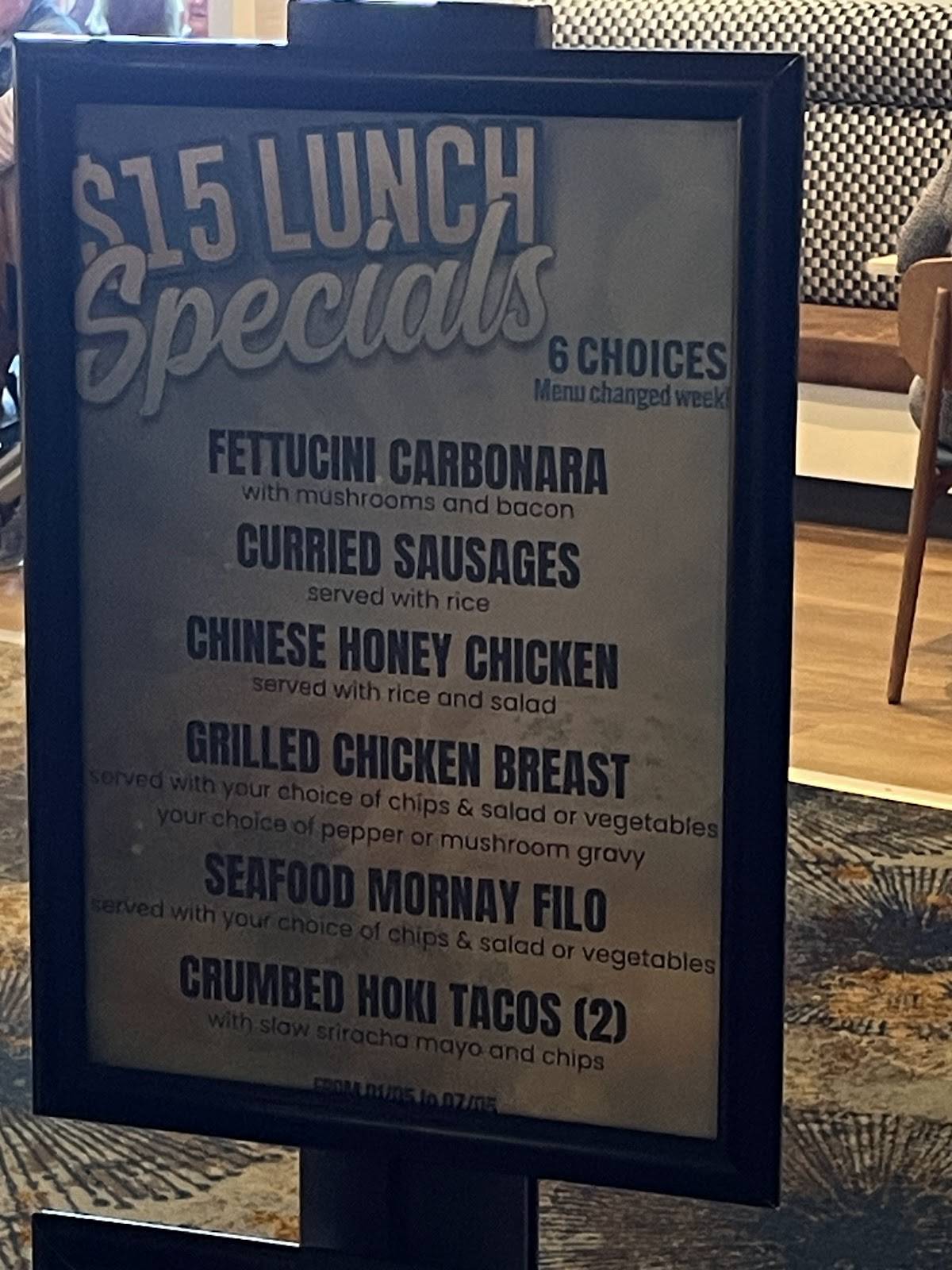 Menu at Club Sapphire Merimbula, Merimbula