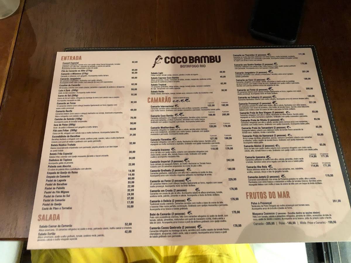 Menu em Coco Bambu Botafogo restaurante, Rio de Janeiro