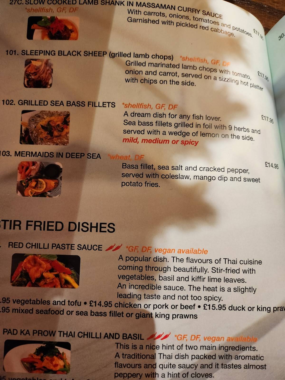 Menu at Coco & Rum restaurant, Saltburn-by-the-Sea